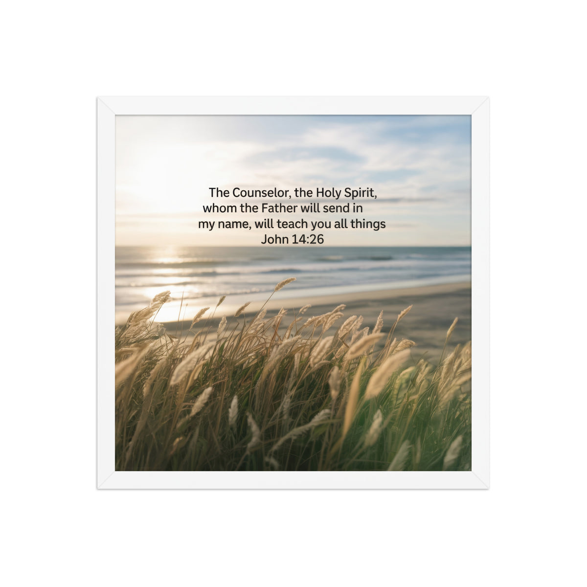 John 14:26 Verse in my name Enhanced Matte Framed Poster