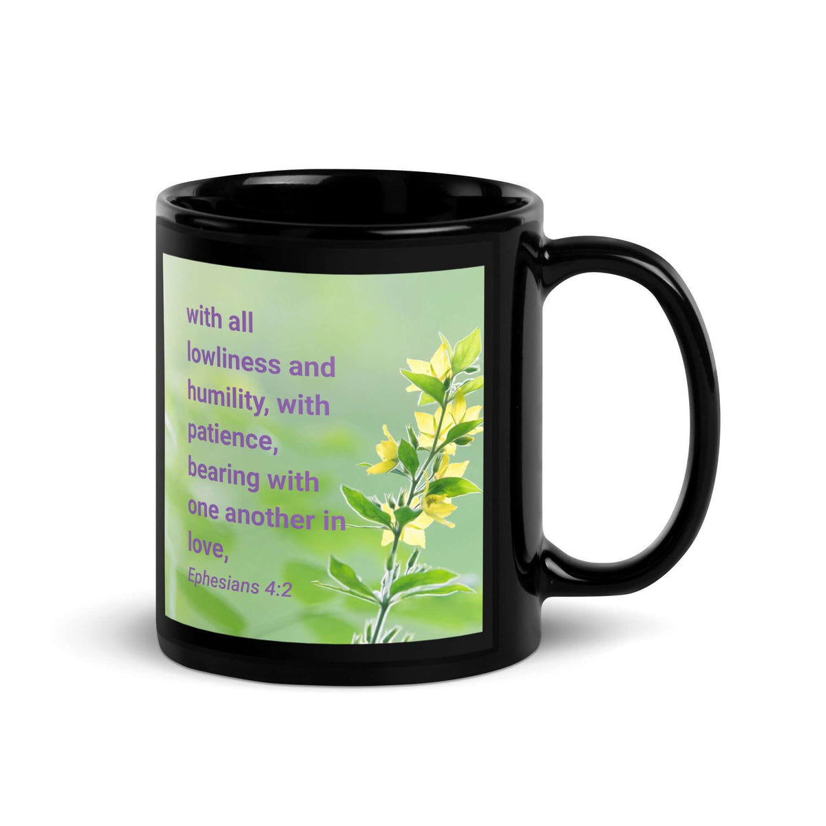 Ephesians 4:2 Bible Verse, one another in love Black Mug