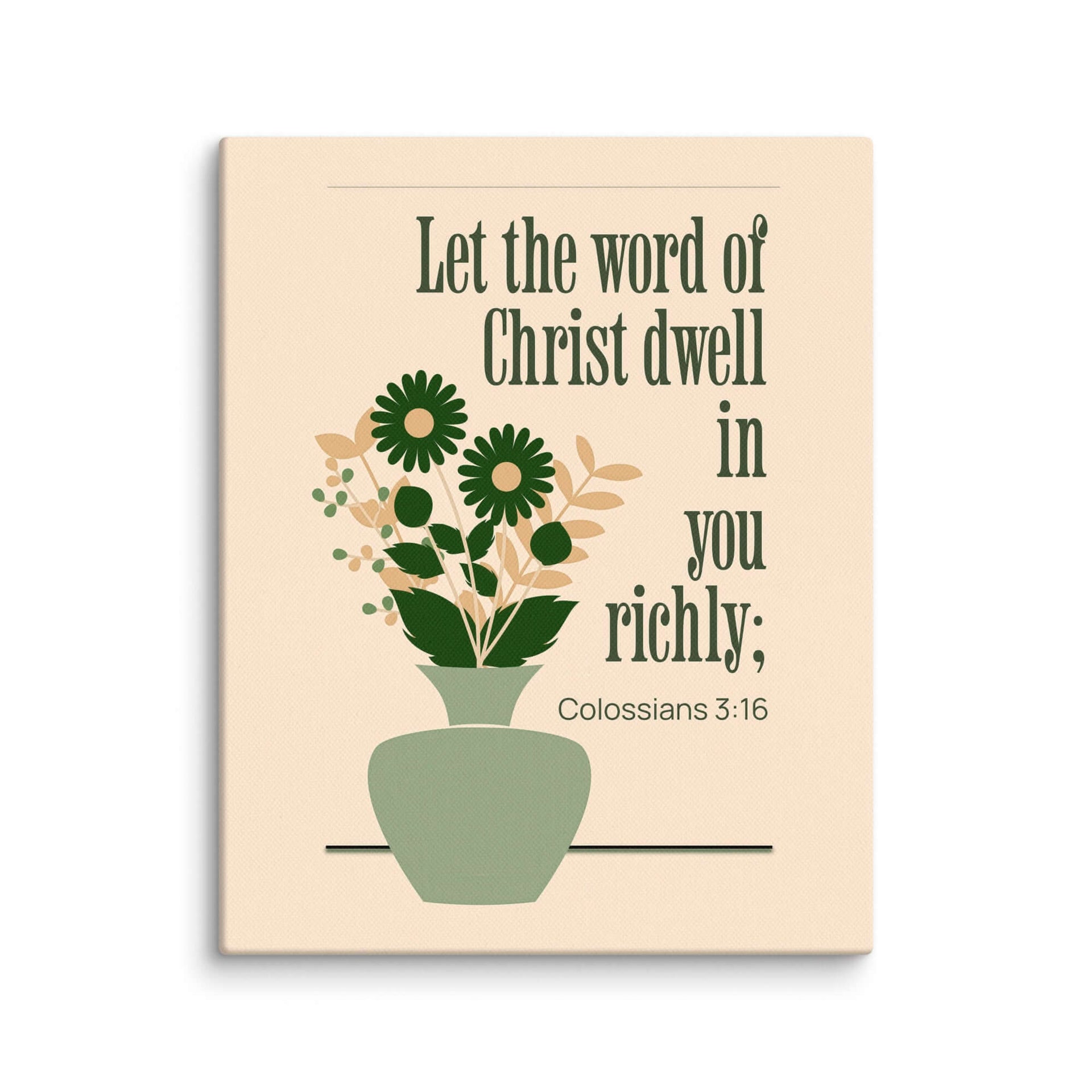 Col 3:16 Bible Verse, word of Christ Canvas Print Wall Art
