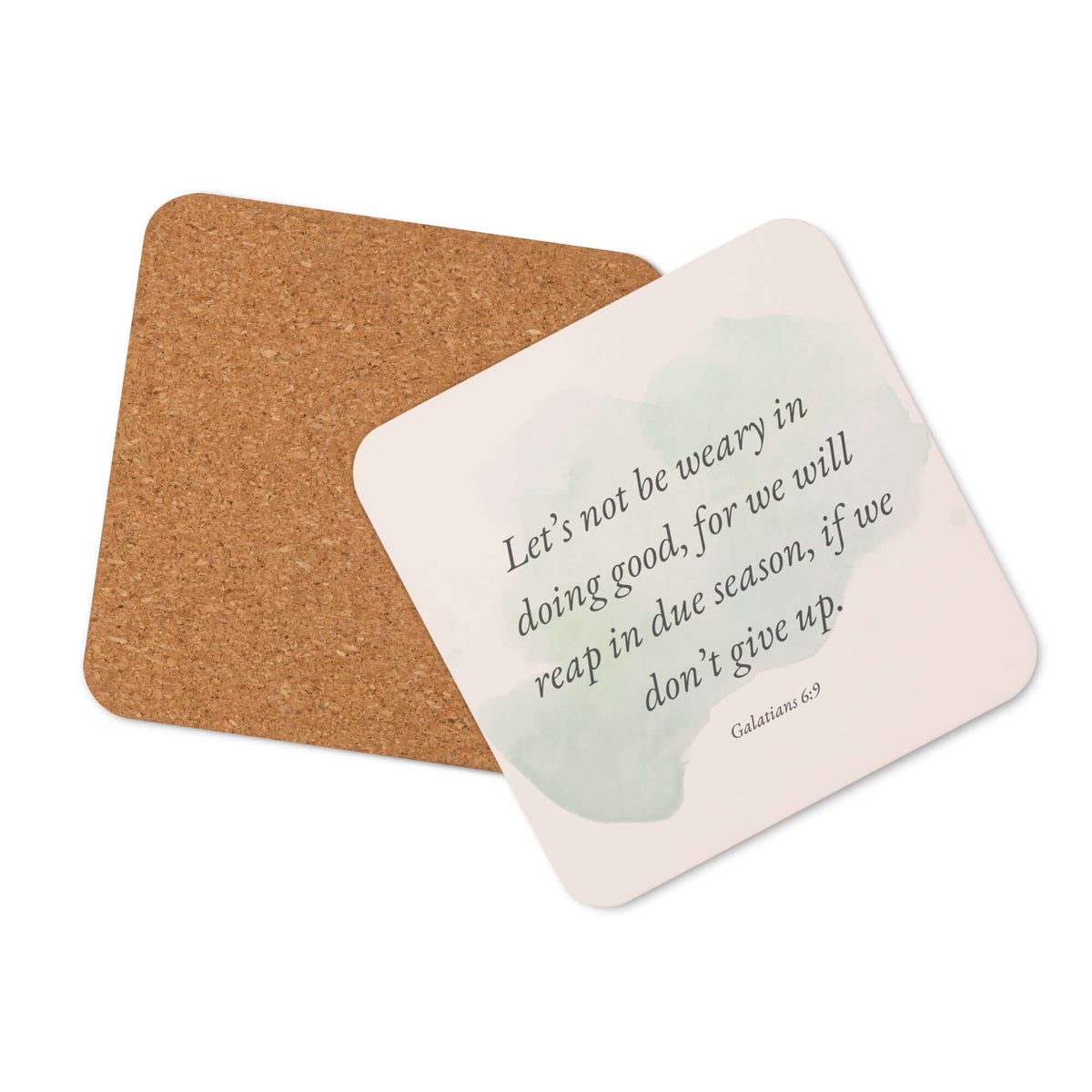 Galatians 6:9 Bible Verse, not be weary Cork-Back Coaster