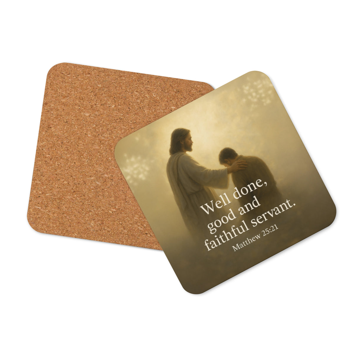 Matthew 25:21 Bible Verse Well Done Cork-Back Coaster