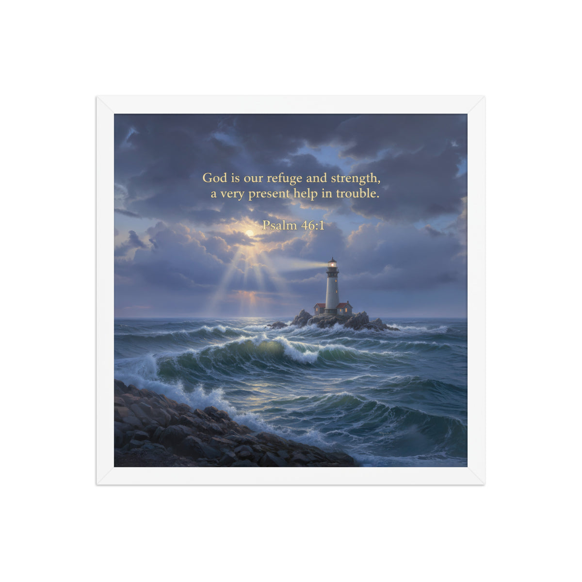 Psalm 46:1 Present Help Enhanced Matte Paper Framed Poster