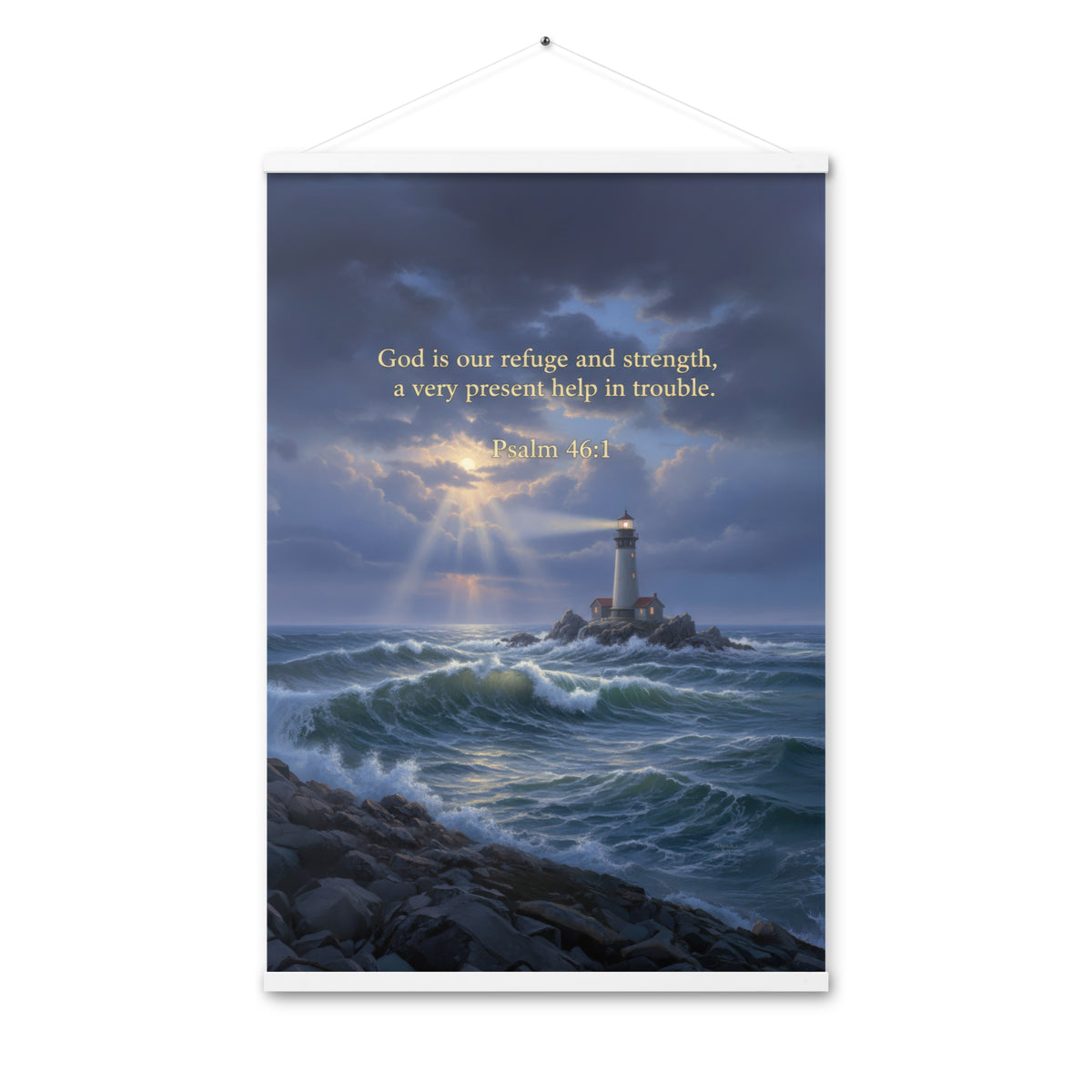 Psalm 46:1 Present Help Enhanced Matte Poster With Hanger
