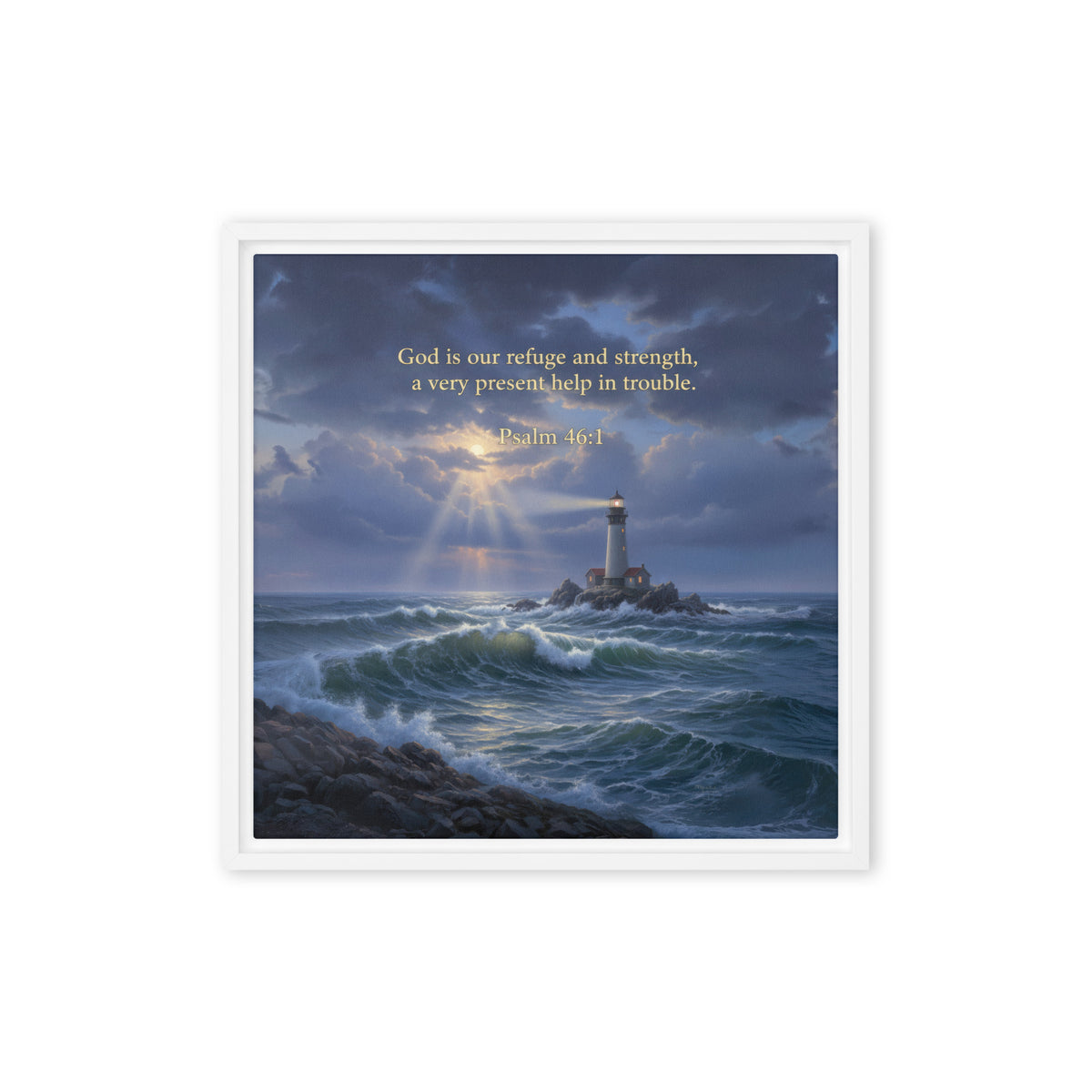 Psalm 46:1 Present Help Framed Canvas