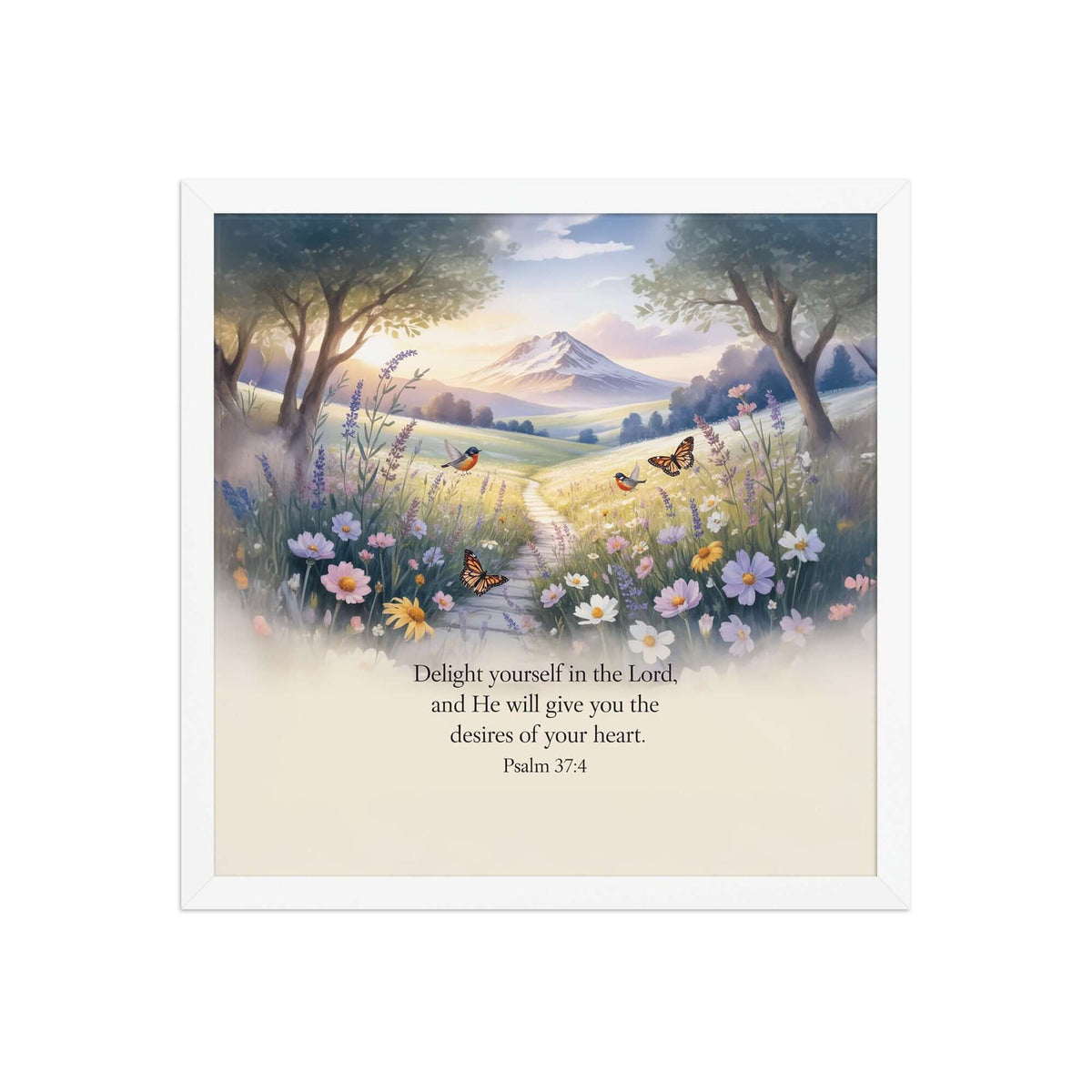 Psalm 37:4 Verse, Delight Premium Photo Paper Framed Poster