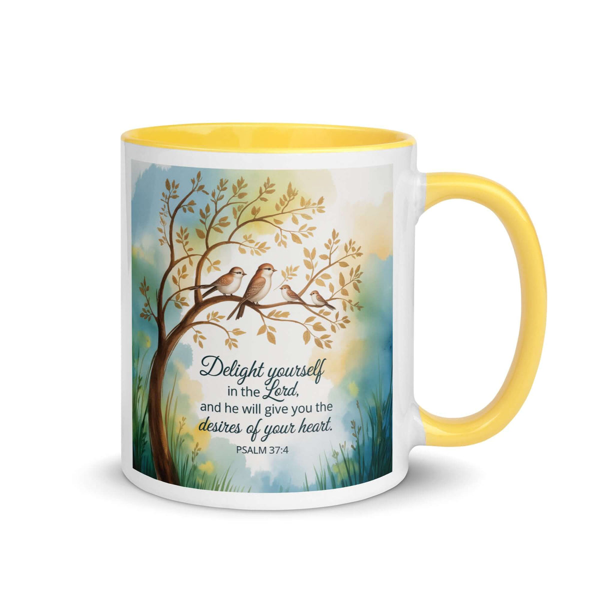 Psalm 37:4 Bible Verse, Yourself White Mug with Color Inside