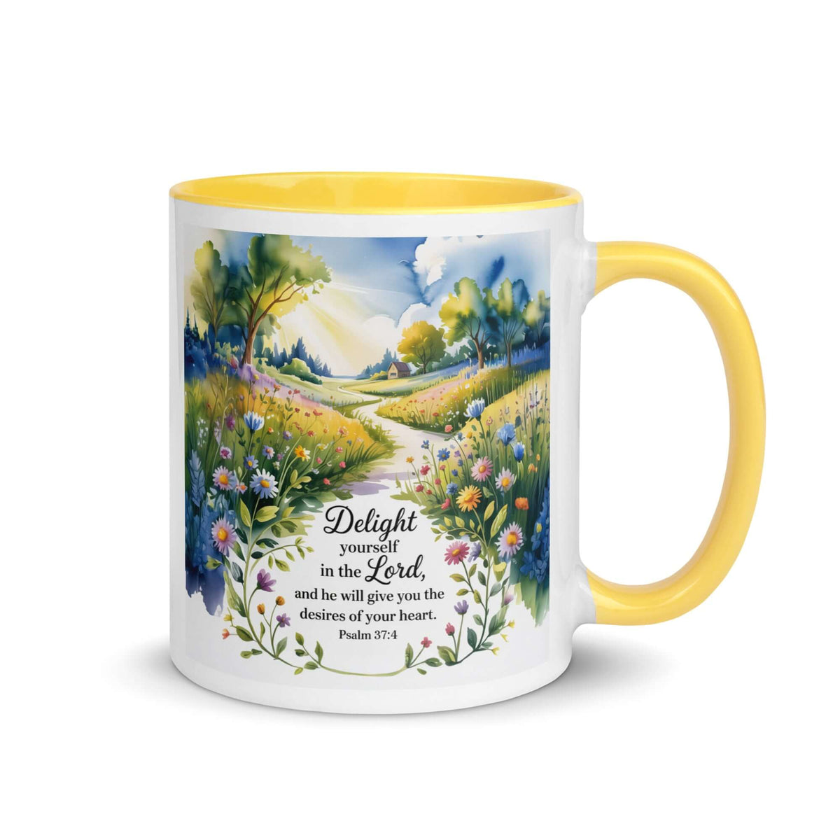 Psalm 37:4 Verse desires White Ceramic Mug with Color Inside