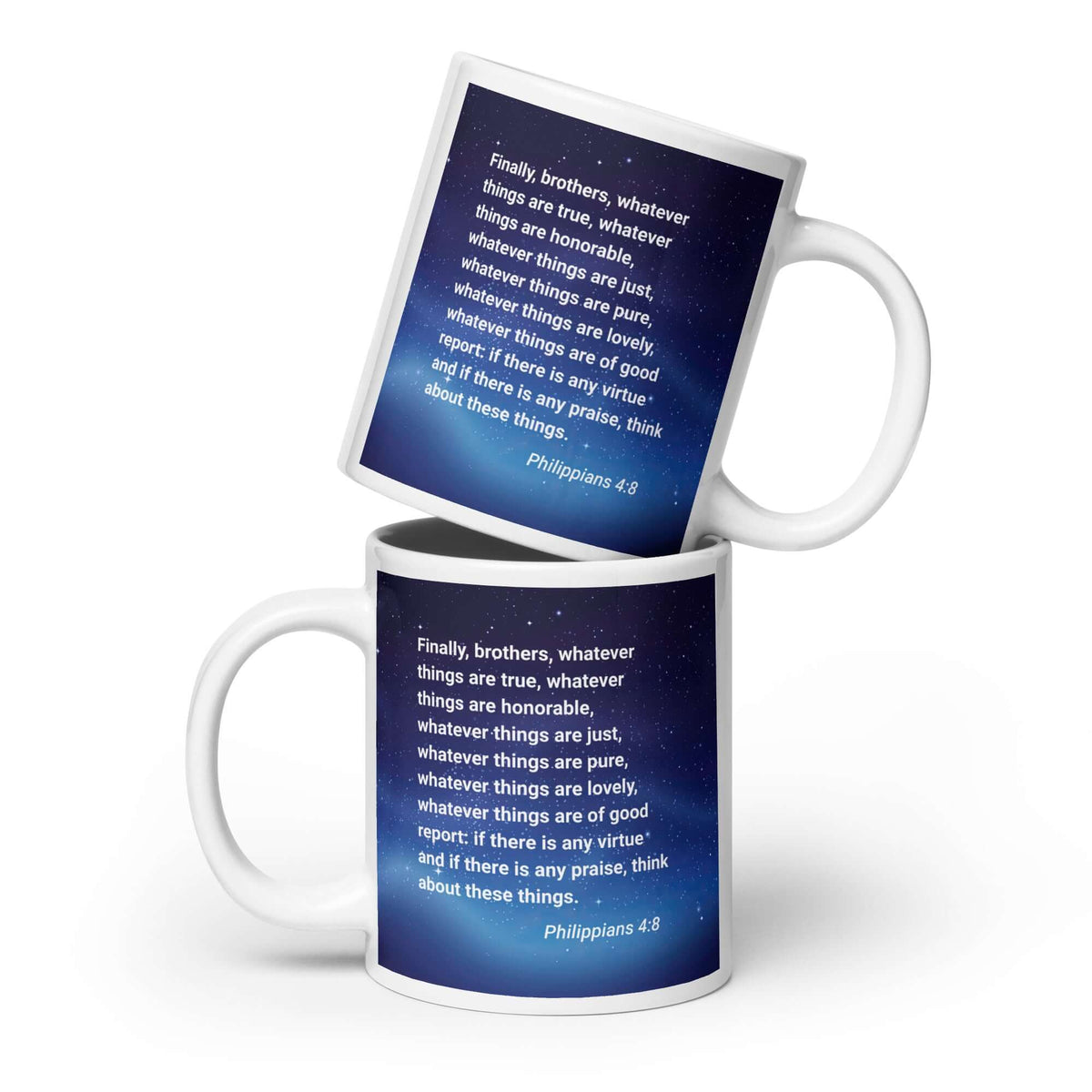 Philippians 4:8 Verse, Think these things White Glossy Mug